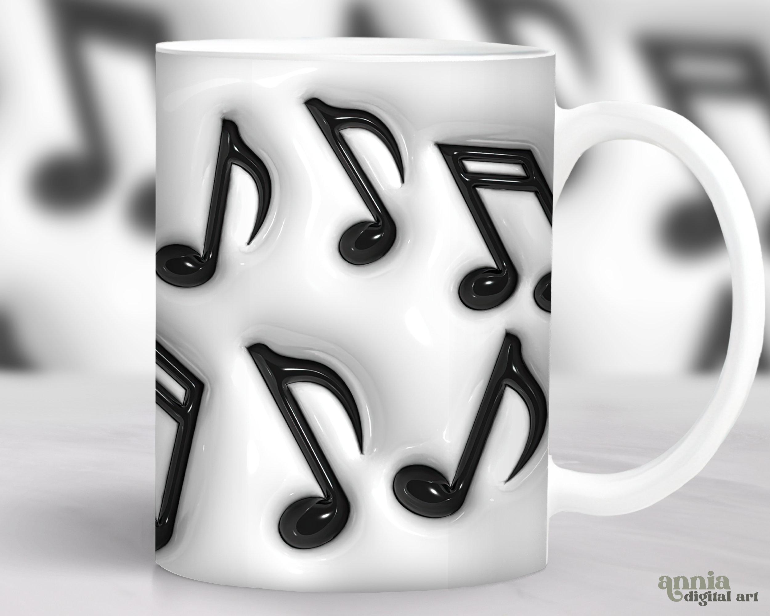 3D Music Notes Mug, Musical Notes Inflated Puffy Mug | Inspire Uplift