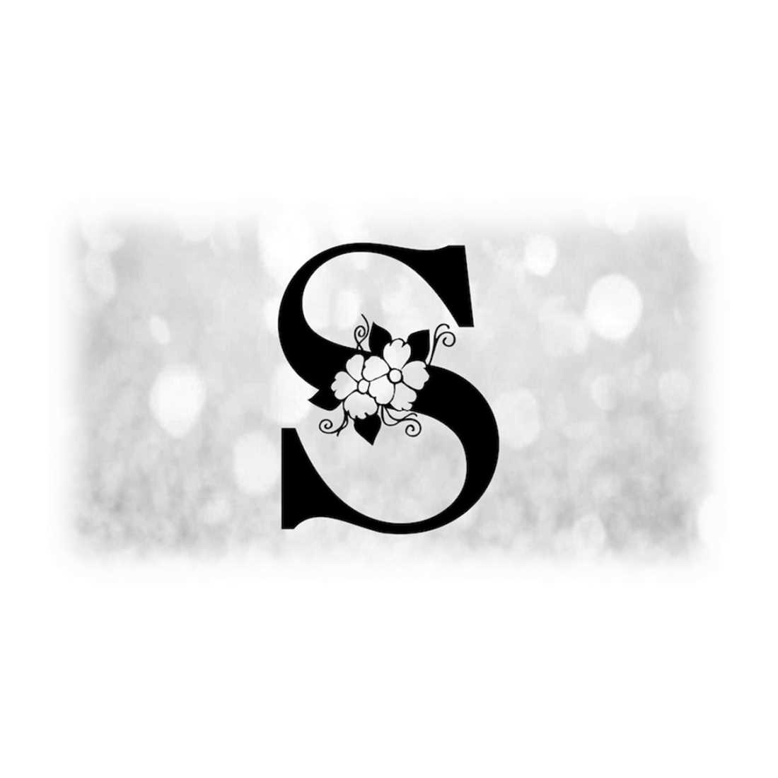 Word Clipart: Black Formal Capital Letter 'S' with Floral / - Inspire ...