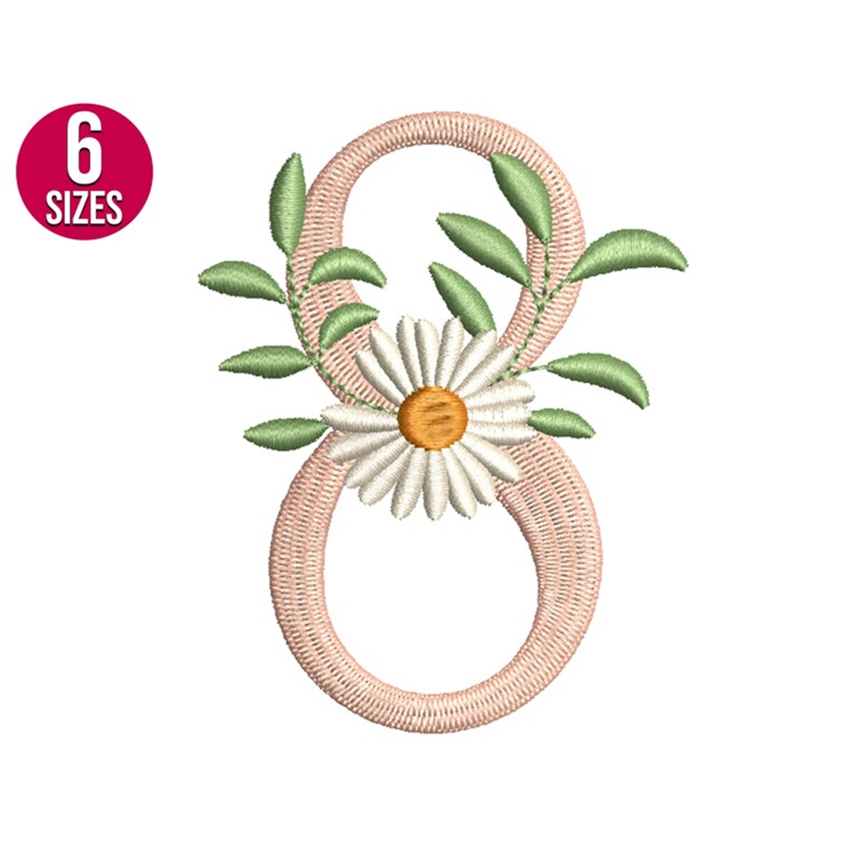 Floral Font Flower alphabet number Eight embroidery design, - Inspire ...