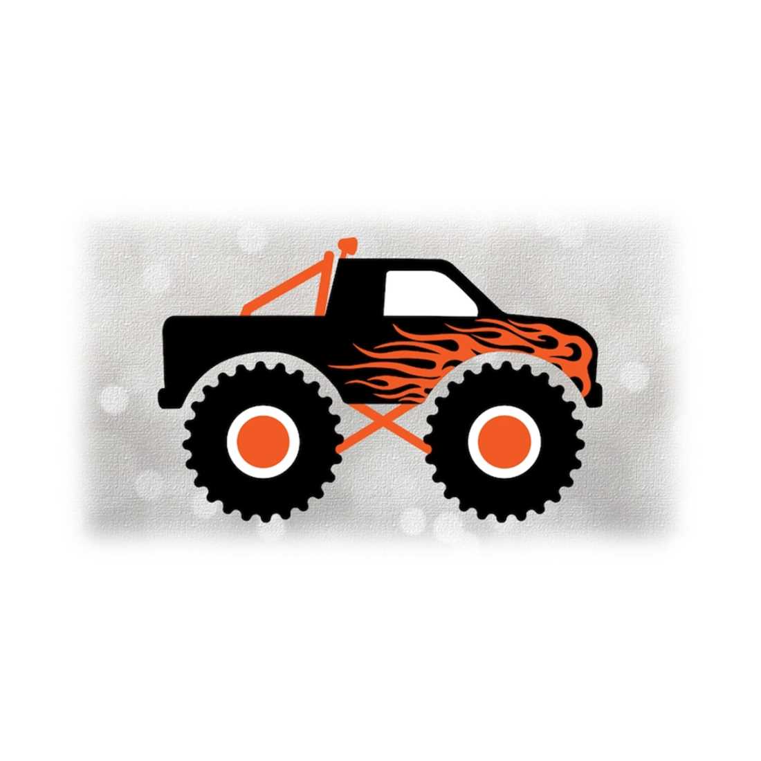 Car/Automotive Clipart: Black Monster Truck with Orange Fire - Inspire ...