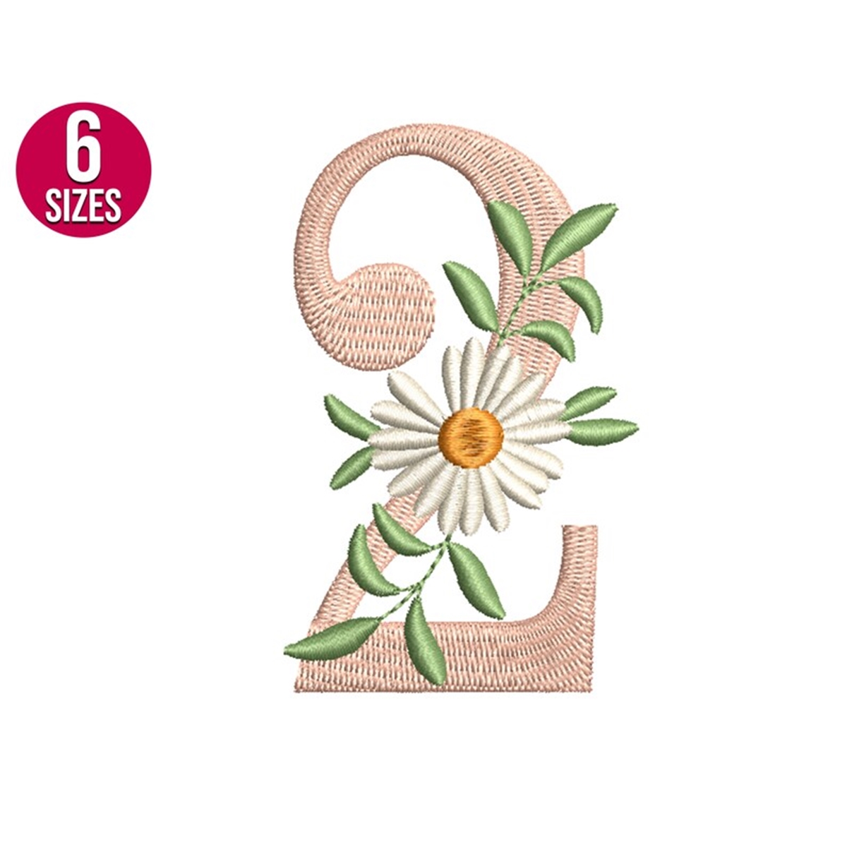 Floral Font Flower alphabet number two embroidery design, Nu | Inspire ...