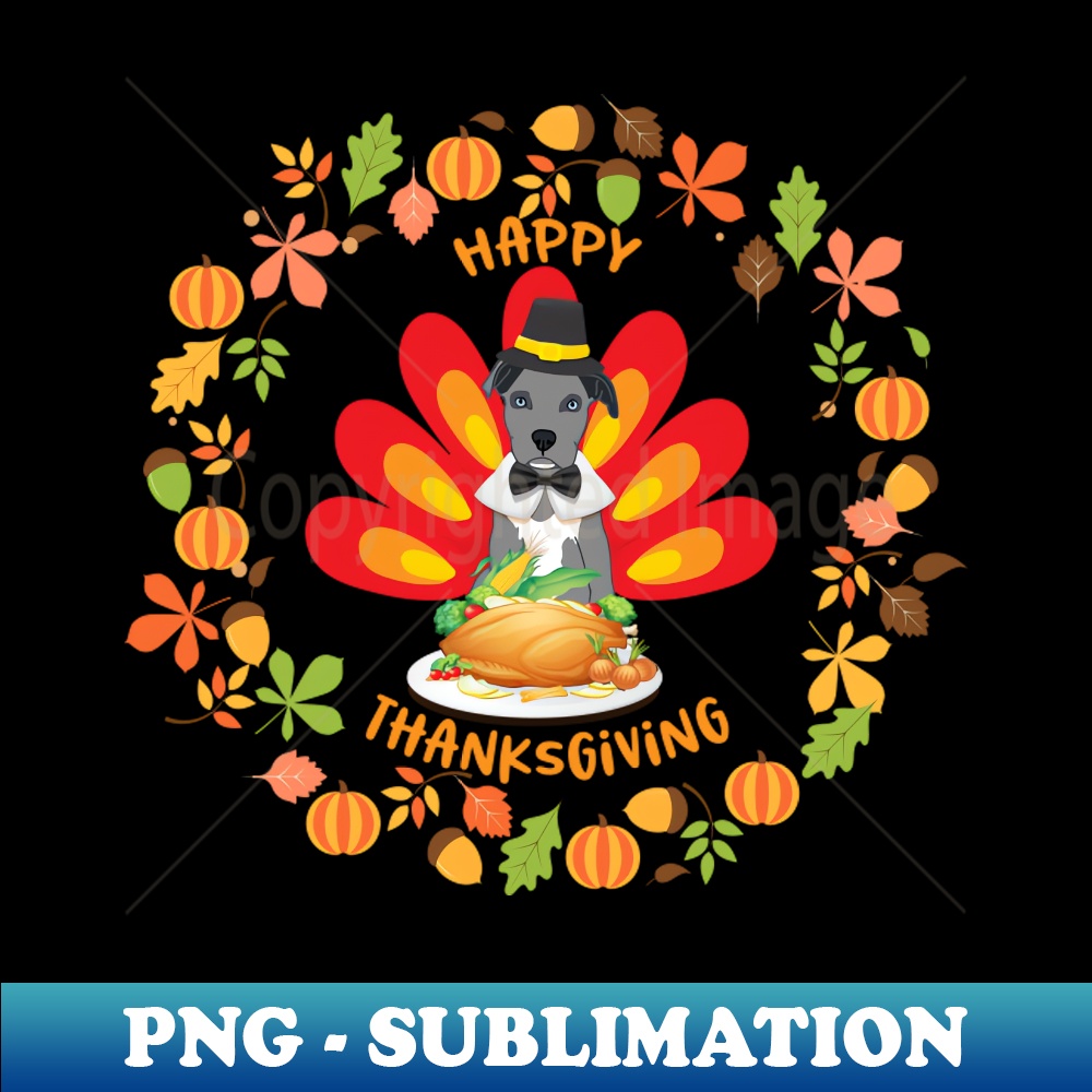 Happy Thanksgiving Blue Nose Pitbull Pup Turkey Fall Leaves | Inspire ...
