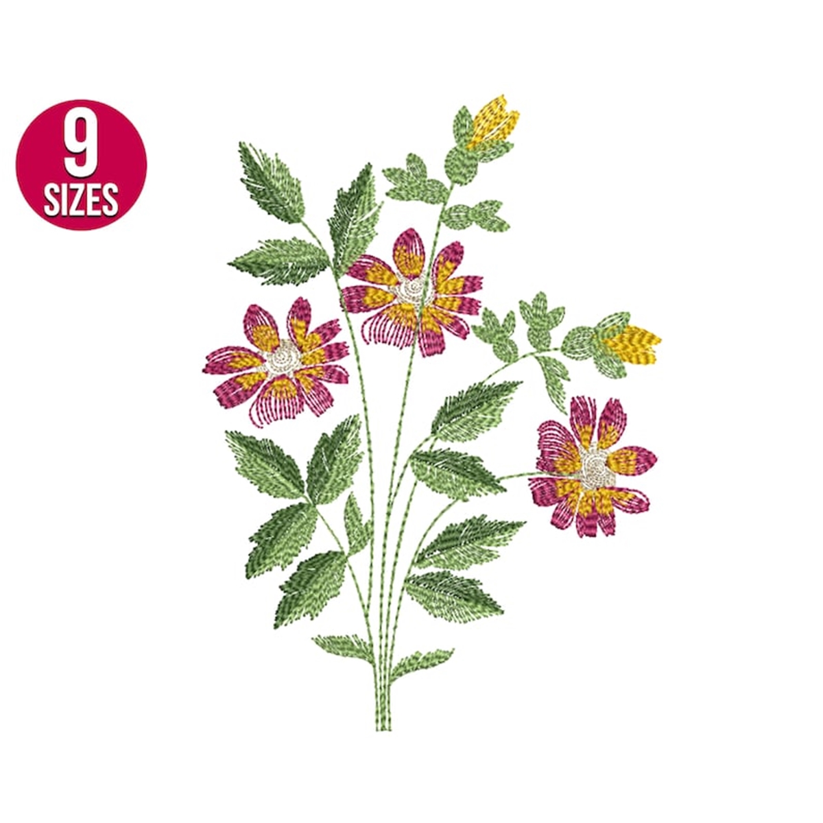 Flower embroidery pattern, flower bunch, Wildflowers, Machin | Inspire ...