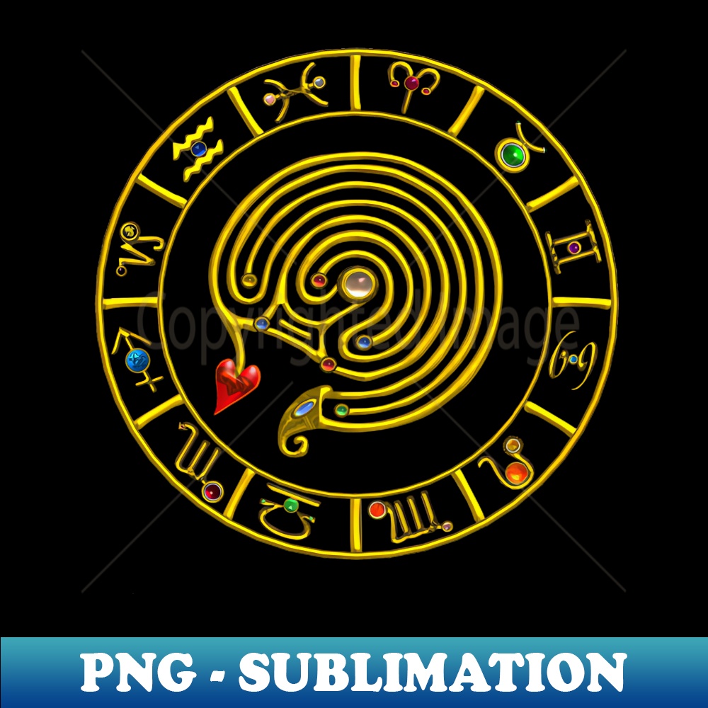 GOLD ASTRAL LABYRINTH WITH ZODIACAL SIGNS ASTROLOGY CHART - - Inspire ...