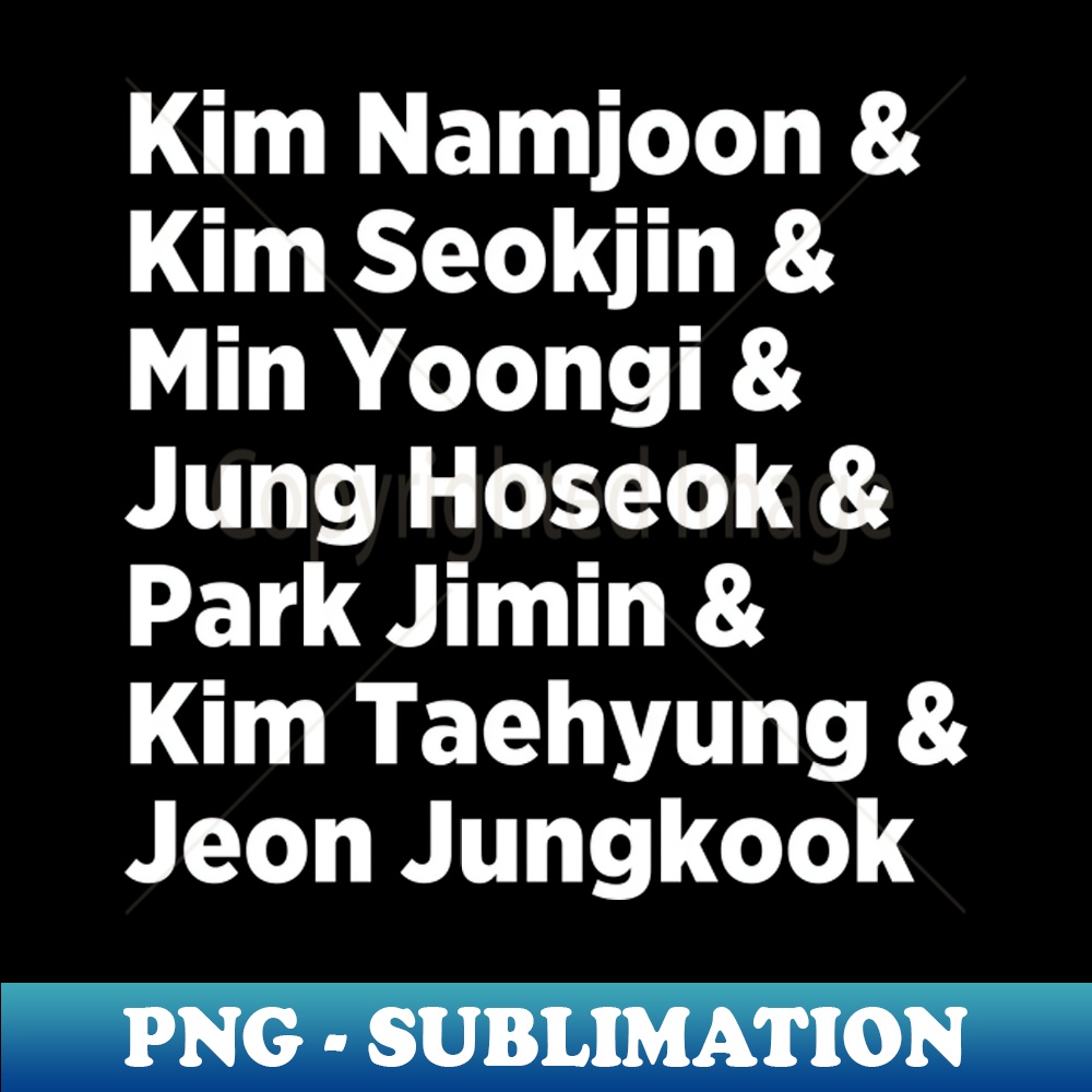 BTS Names - Roll Call Army - Instant PNG Sublimation Downloa | Inspire ...