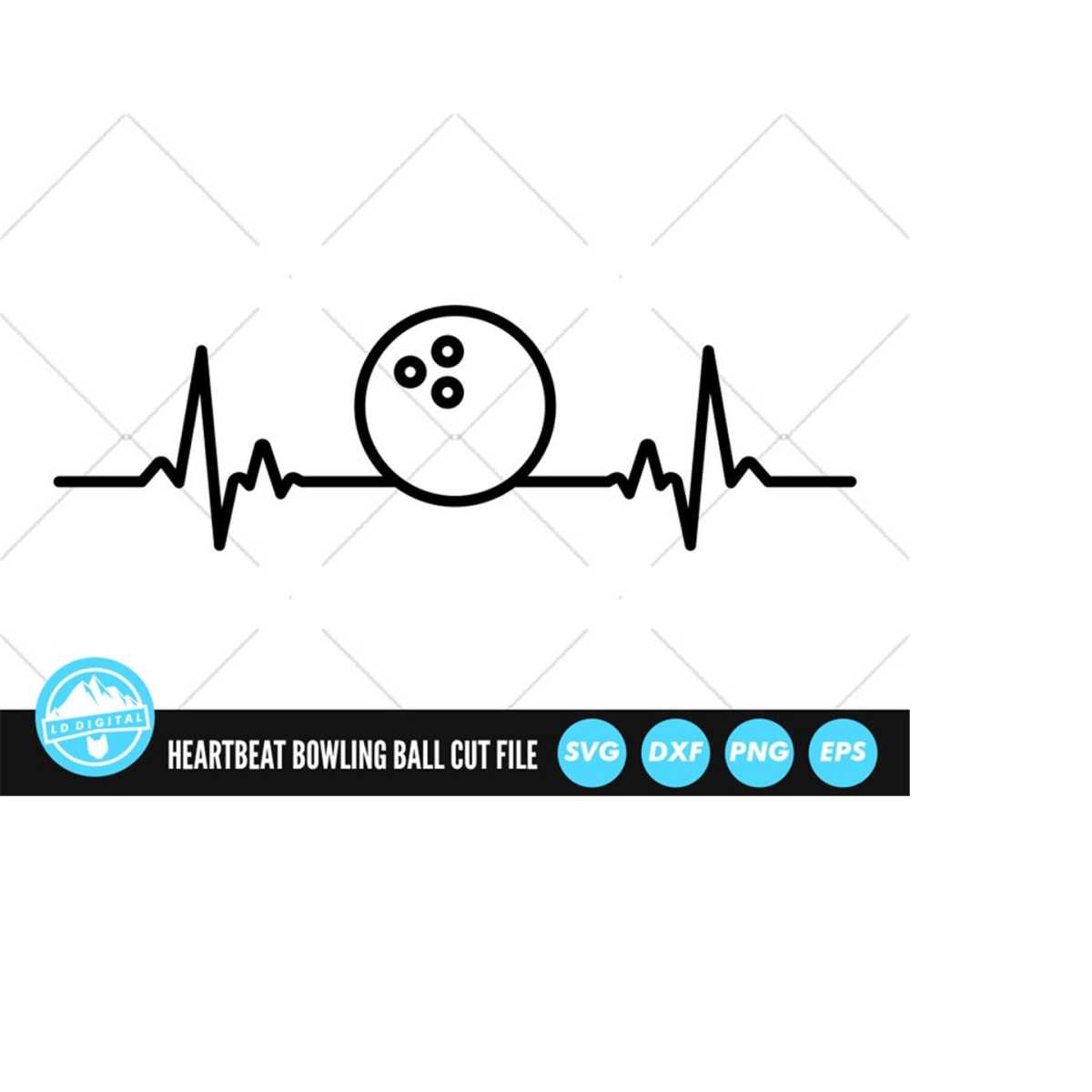 Heartbeat Line Bowling Ball SVG Files | ECG EKG Cut Files | - Inspire ...
