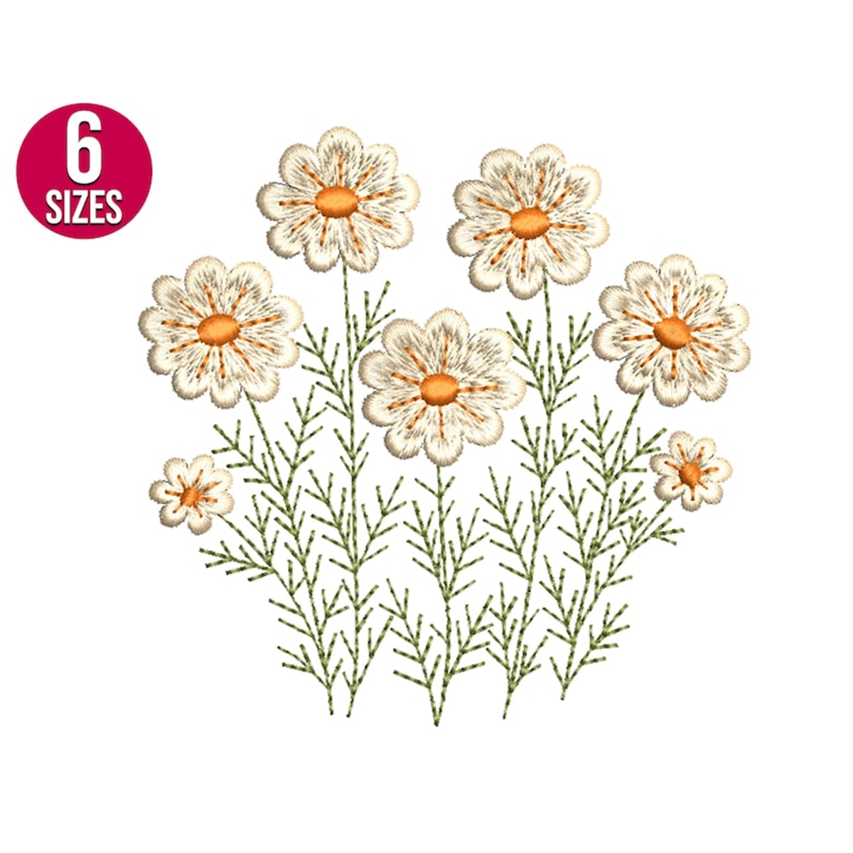Wildflowers embroidery design, Daisy, Machine embroidery fil | Inspire ...