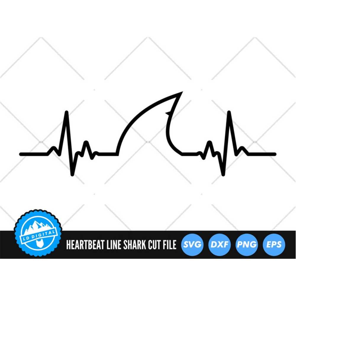 Heartbeat Line Shark Fin SVG Files | ECG EKG Cut Files | Hea - Inspire ...