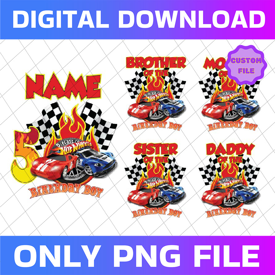 Personalized Hot Wheel Birthday Boy Png, Racing Cars Png, Mo | Inspire ...