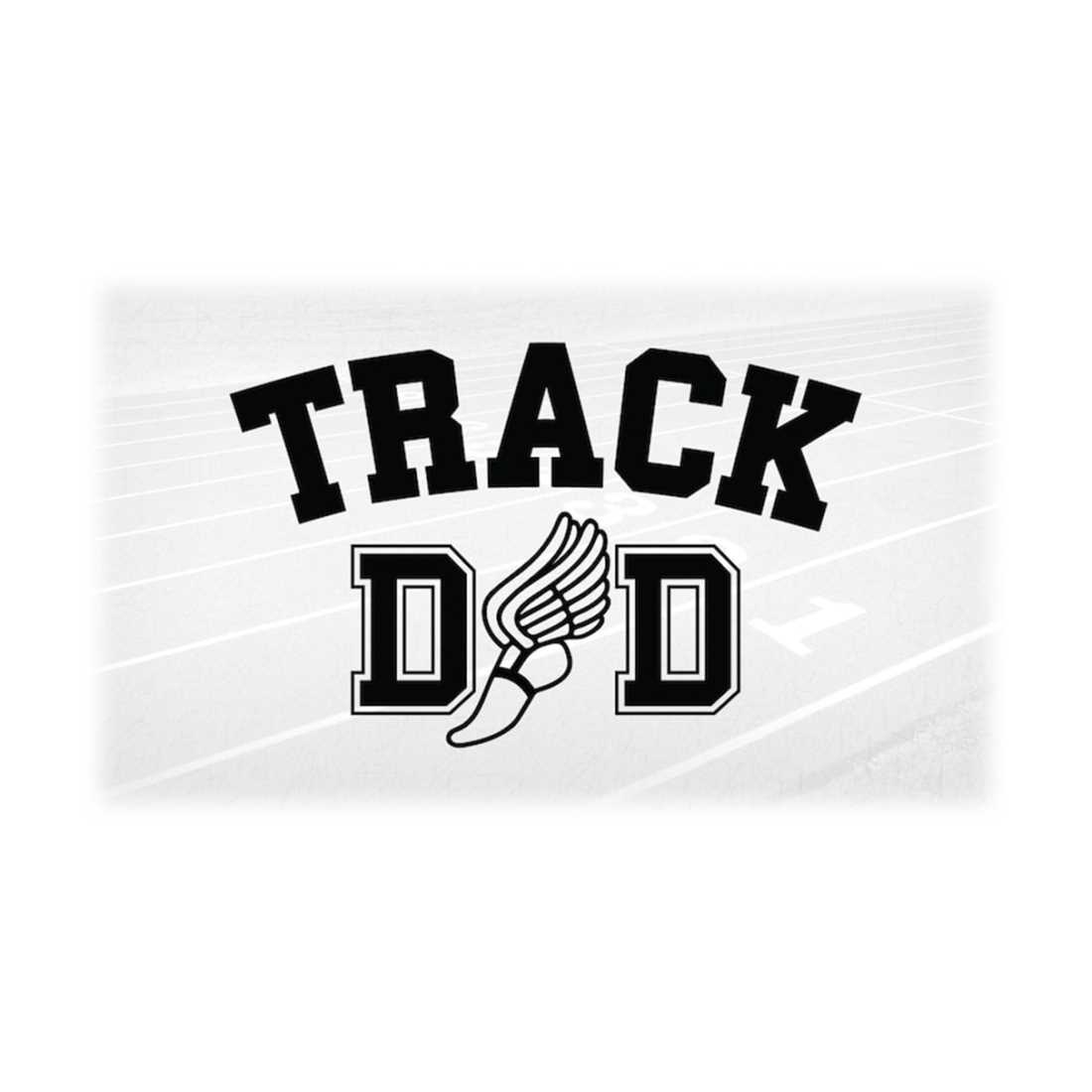 Sports Clipart: Black Words 'Track Dad' in College Letters | Inspire Uplift