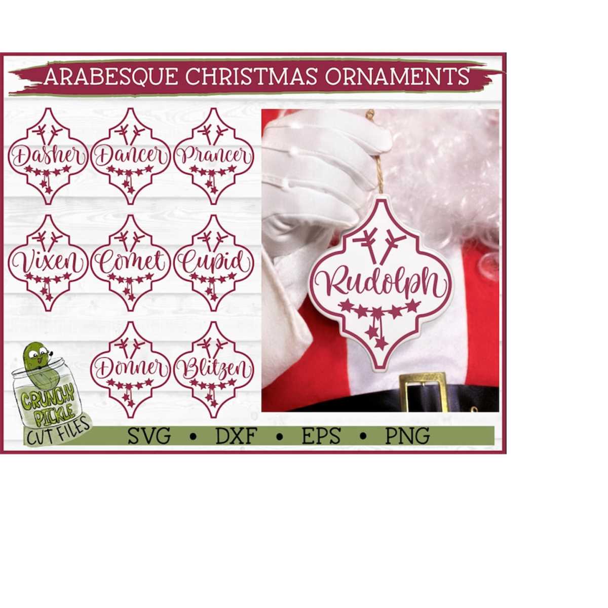 Arabesque Tile Reindeer Christmas Ornaments SVG Bundle, dxf, - Inspire ...