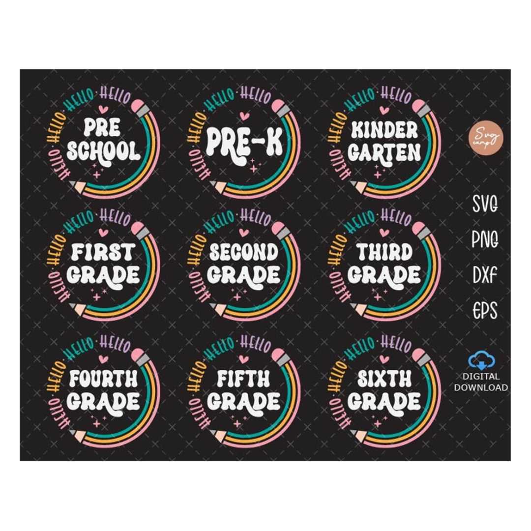 Hello Grade School Svg Bundle, Back To School Svg, First Day | Inspire ...