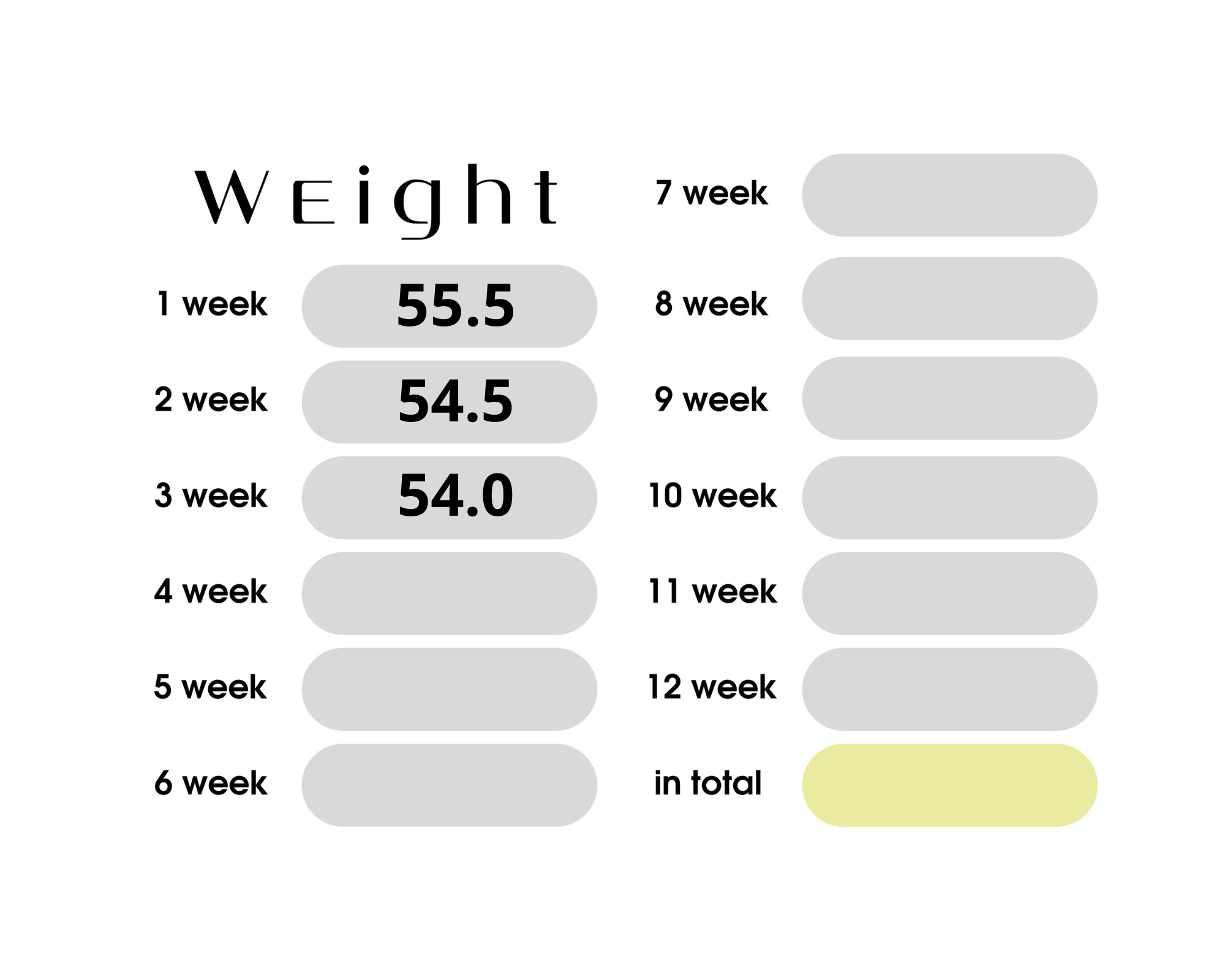 Weight 12 weeks Planner 12 Week.Printable, List, Page, A4/A5 - Inspire ...
