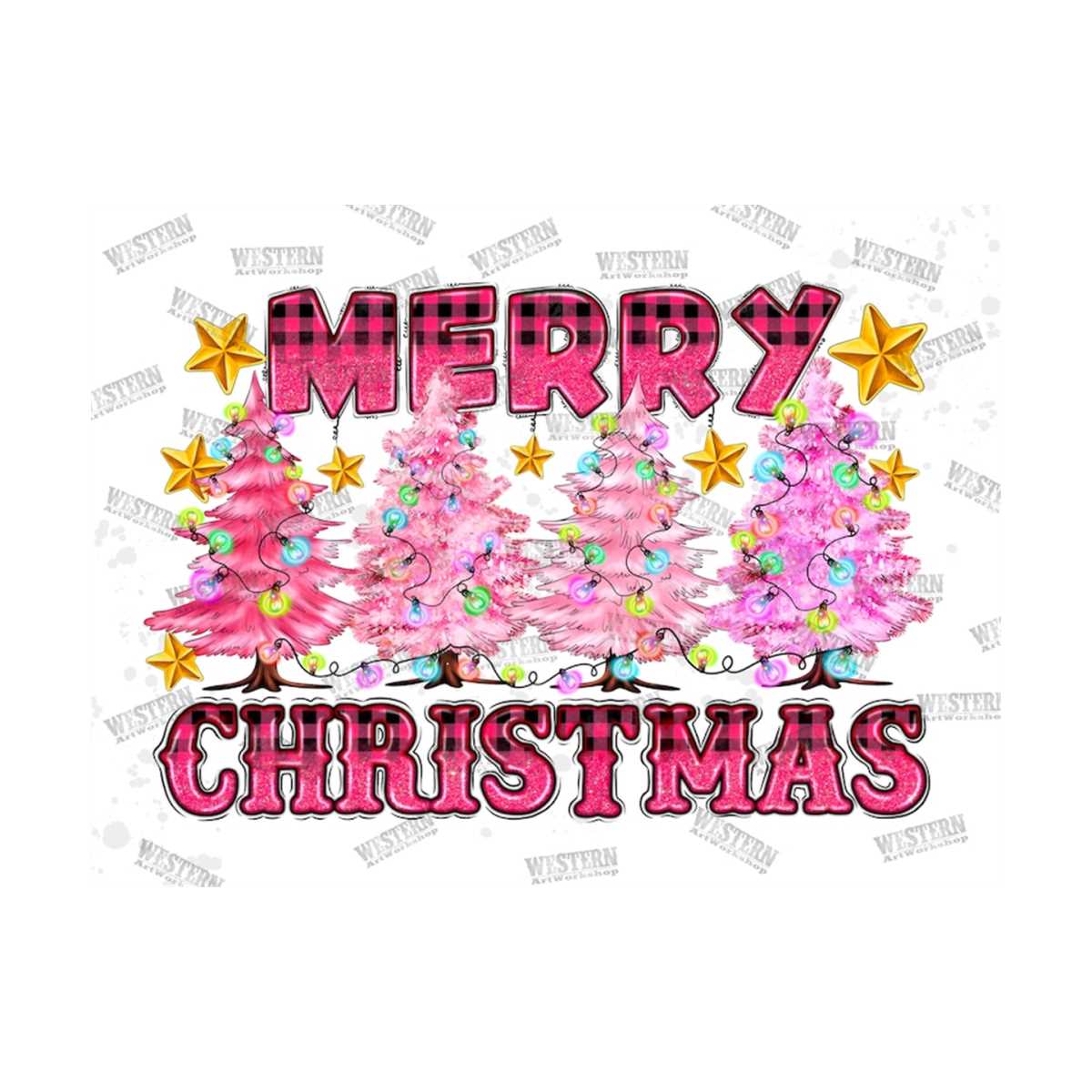 Merry Christmas Pink Trees Png Sublimation Design, Western D - Inspire ...