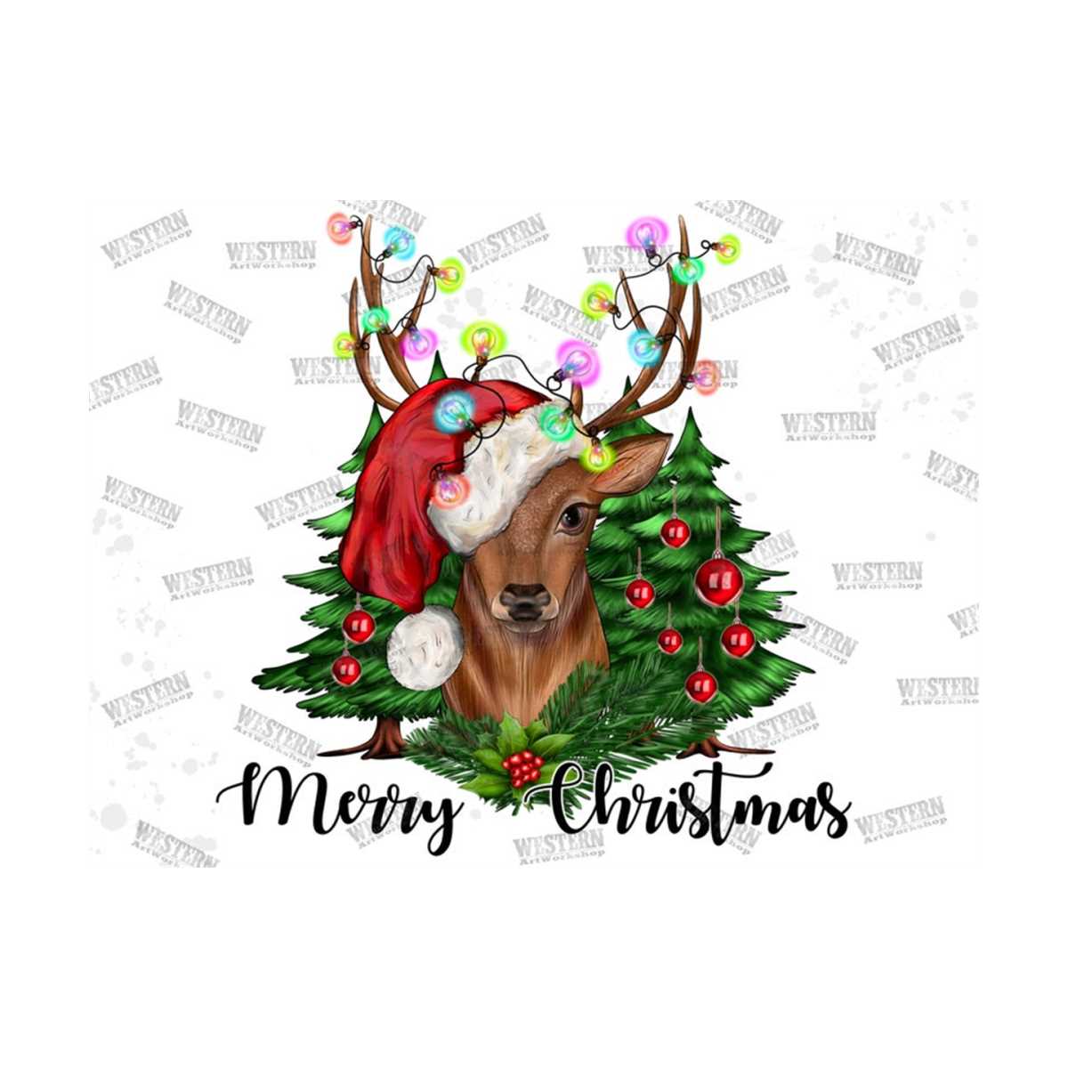 Merry Christmas Deer Png, Western Png, Merry Christmas Png, - Inspire ...