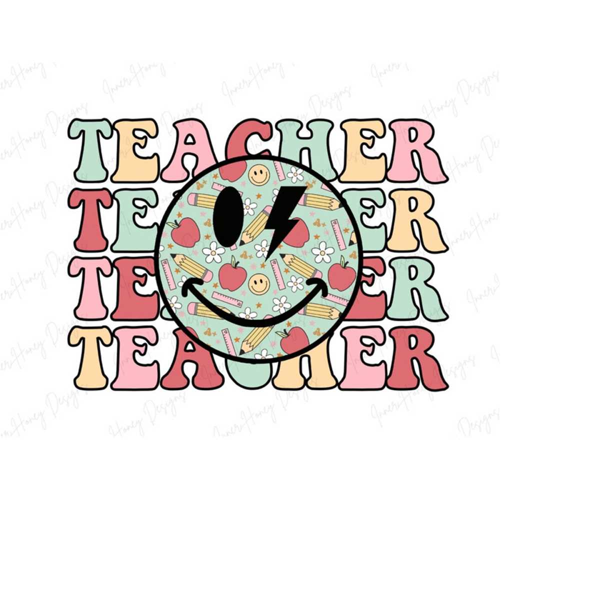 Retro teacher png, Teacher smiley face, Retro back-to-school - Inspire ...