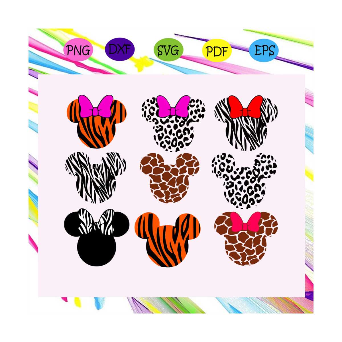 Mickey animal print bundle svg, animal print mickey, minnie | Inspire ...