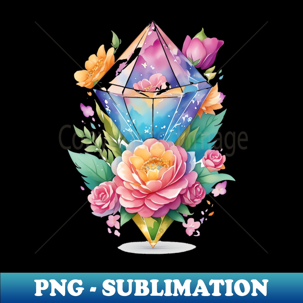Diamond crystal with flowers - PNG Sublimation Digital Downl | Inspire ...