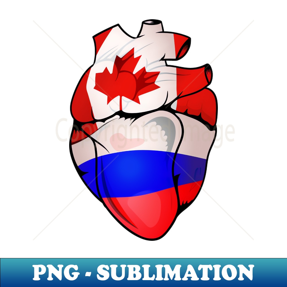 Russian Canadian Split Anatomical Heart With Flags - Russia- | Inspire ...