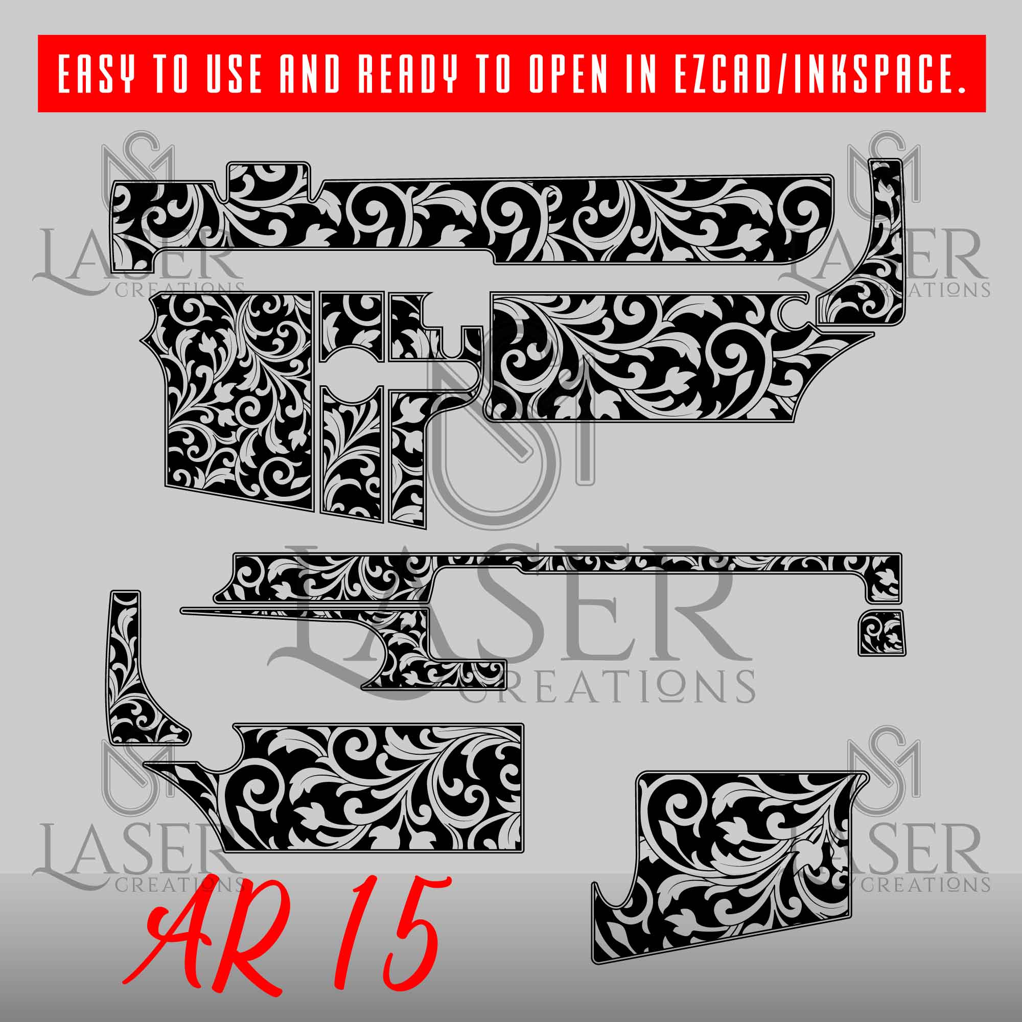 SM Laser Creations AR 15 Scroll design - Inspire Uplift