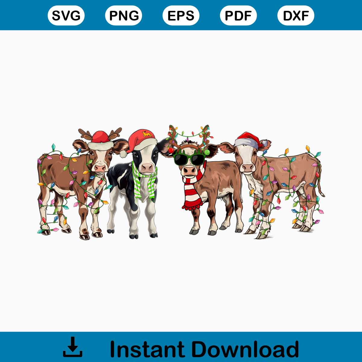 Christmas Cow Santa Hat Funny Farm Animal PNG Download - Inspire Uplift