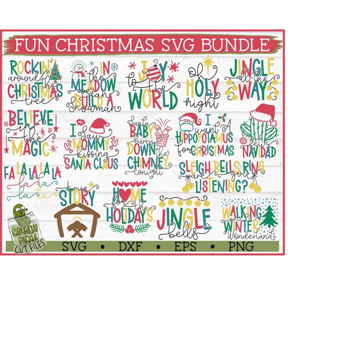Fun Christmas SVG Bundle, dxf, eps, png, Christmas svg files - Inspire ...