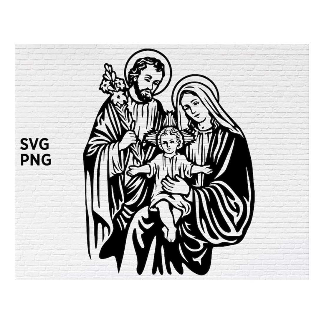Holy Family Jesus, Mary and Joseph Svg Png | Inspire Uplift