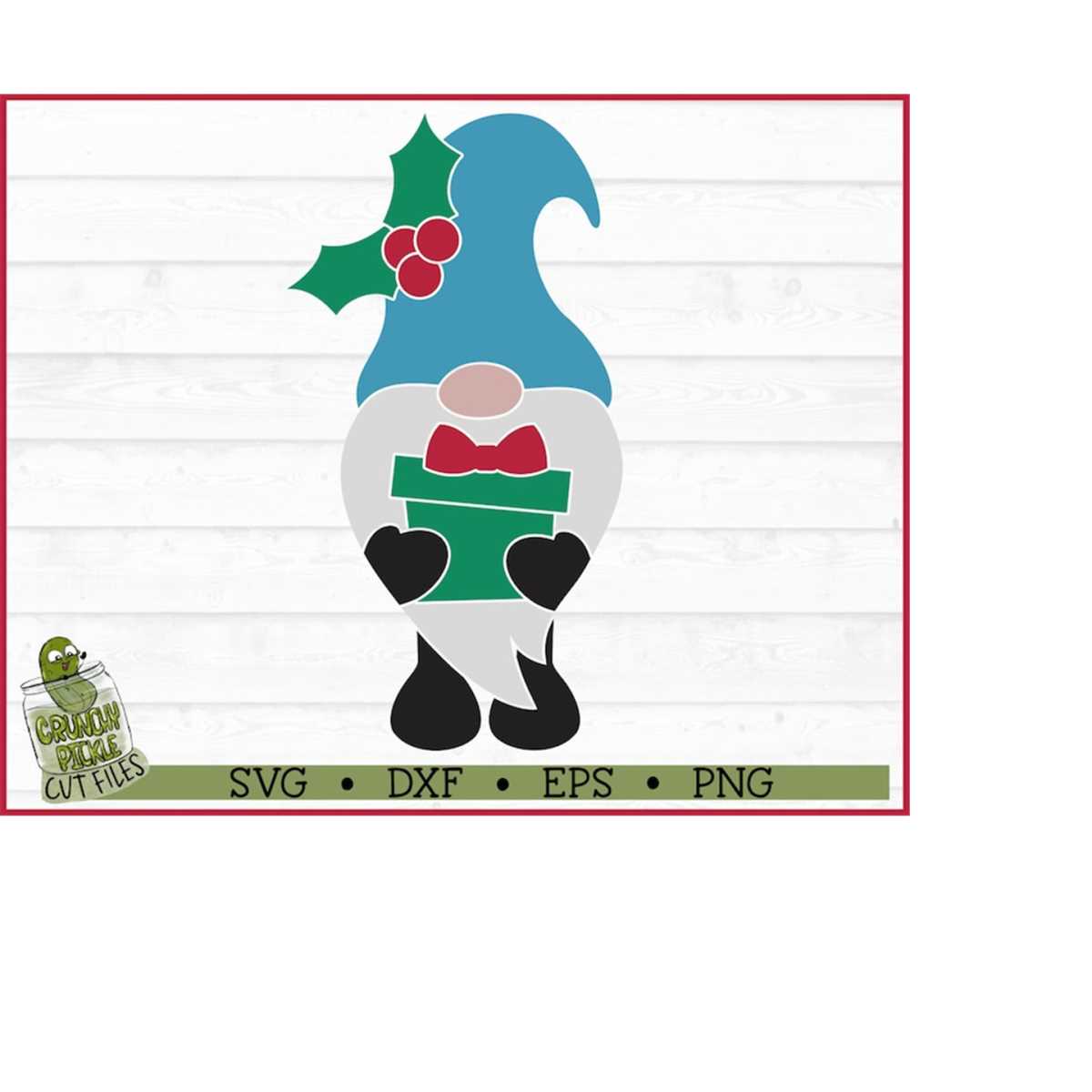 Christmas Gnome with Present SVG File, dxf, eps, png, Christ - Inspire ...