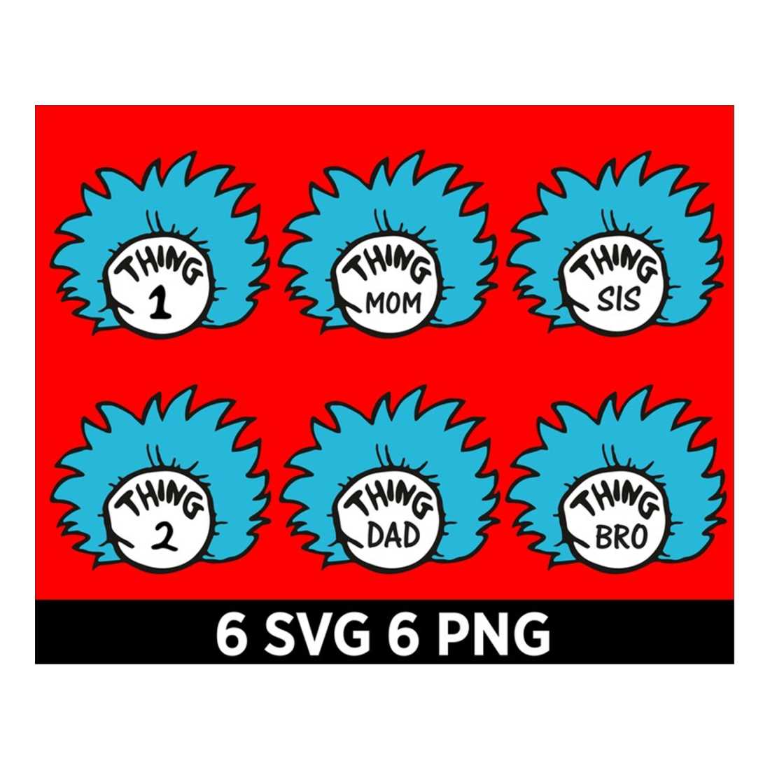 Thing 1 and Thing 2 Cat in the Hat Svg Png | Inspire Uplift