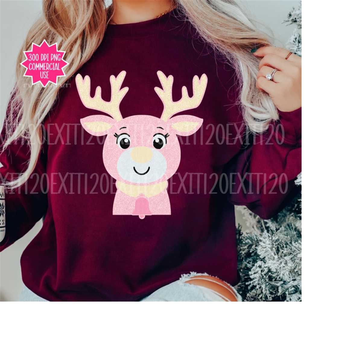Cute Rudolph Shirt Design Png, Commercial Use, Faux Glitter | Inspire ...