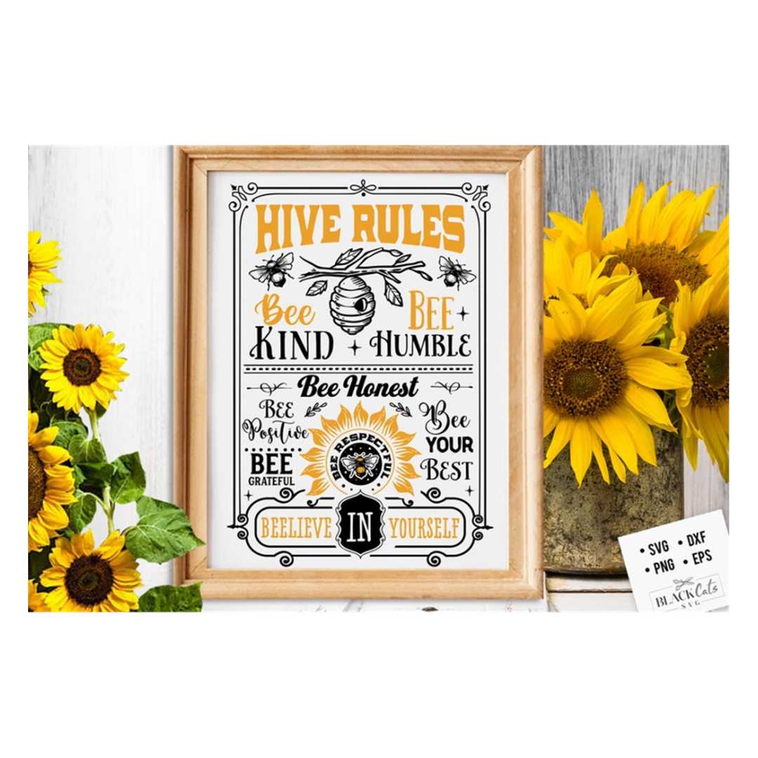 Hive rules svg, Bee rules poster svg, Bee svg, Sunflower sv - Inspire ...