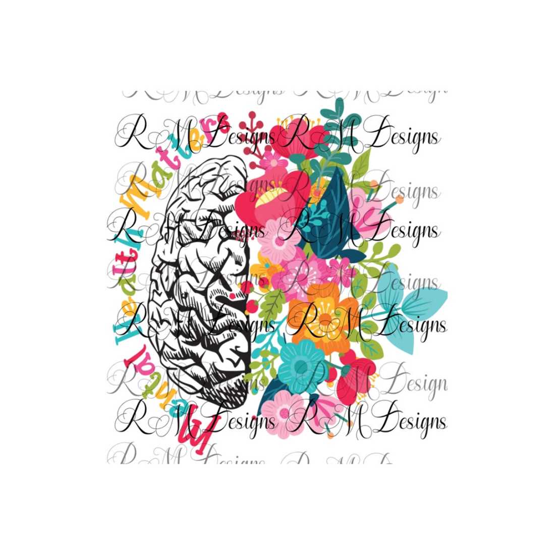 Mental Health Matters Half Brain half Floral Skull Mental he | Inspire ...