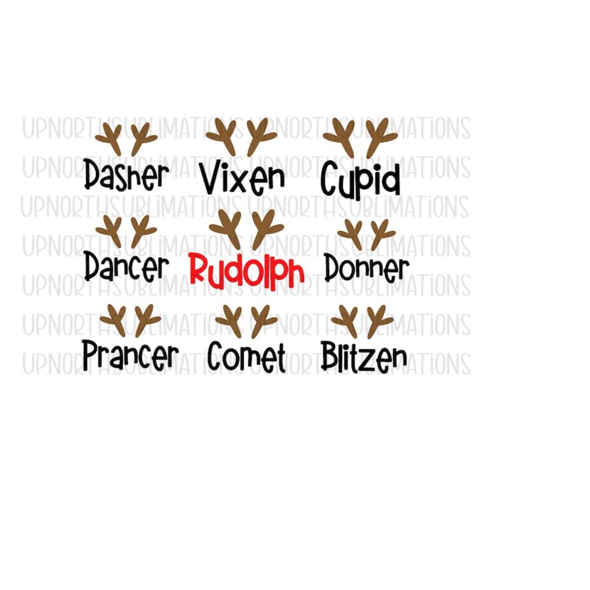 Reindeer Names Png, Christmas Png, Xmas Sublimation Png, San - Inspire ...