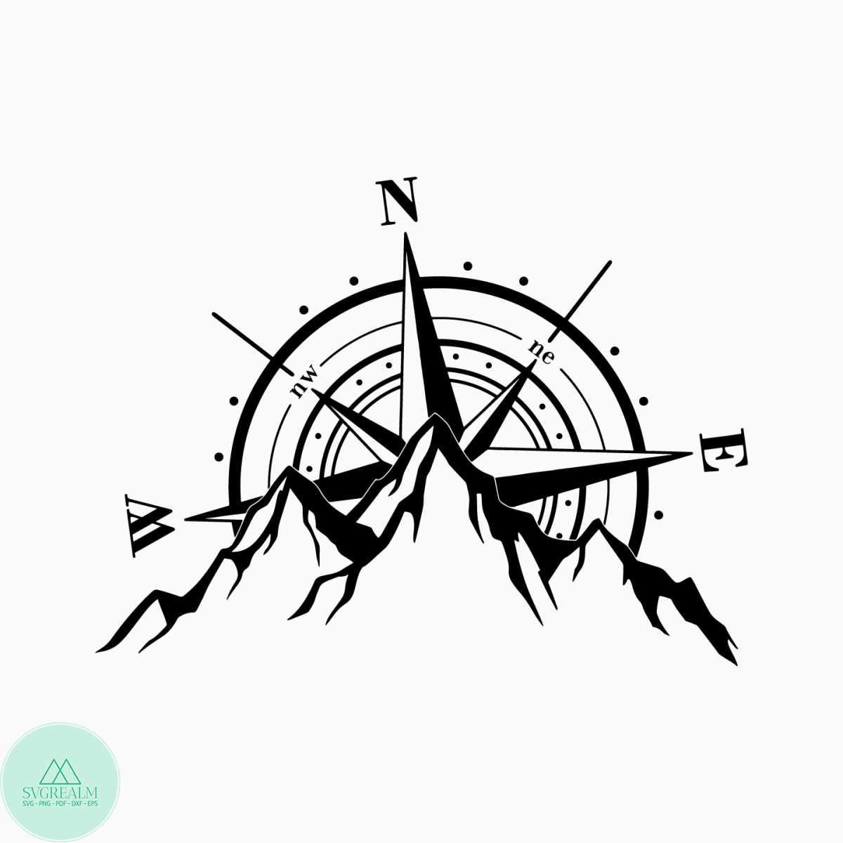 Compass Rose with Mountains Range Adventure Svg Files for Cr | Inspire ...