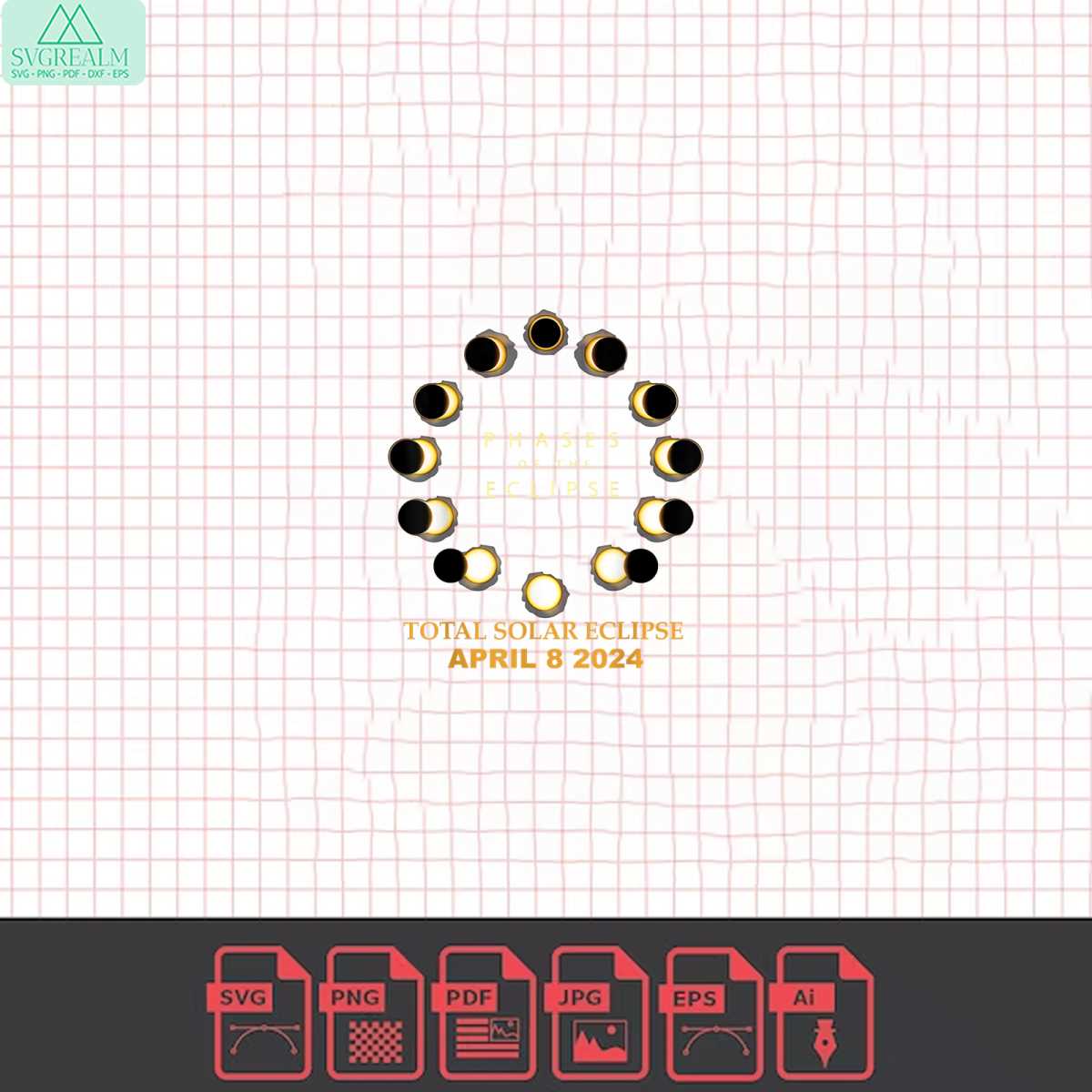 Phases of the Eclipse Png, Total Eclipse 2024 Png | Inspire Uplift