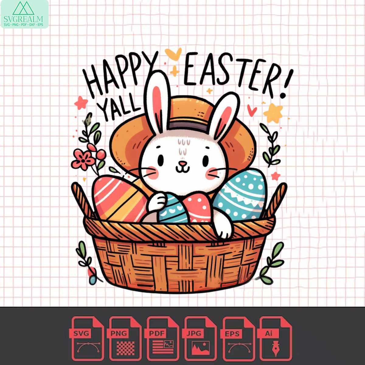 Happy Easter Yall PNG, Cute Easter Doodles Stickers | Inspire Uplift