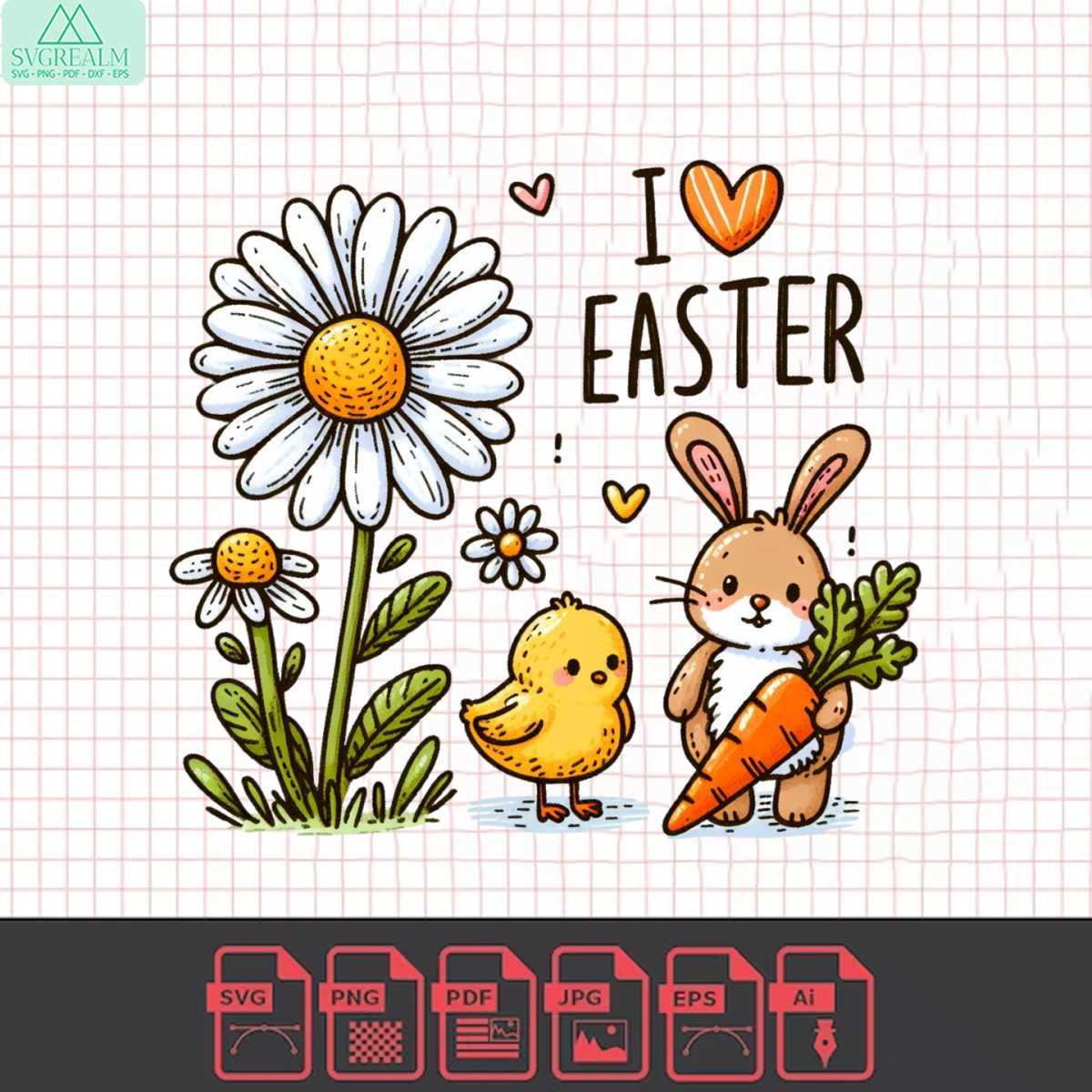 I Love Easter PNG, Cute Easter Doodles Stickers | Inspire Uplift
