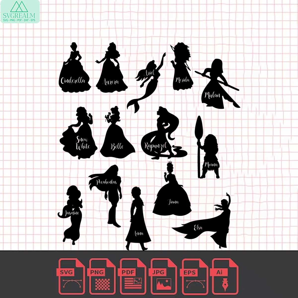 COD1020- Princess silhouette svg bundle, Snow White SVG, Pri | Inspire ...