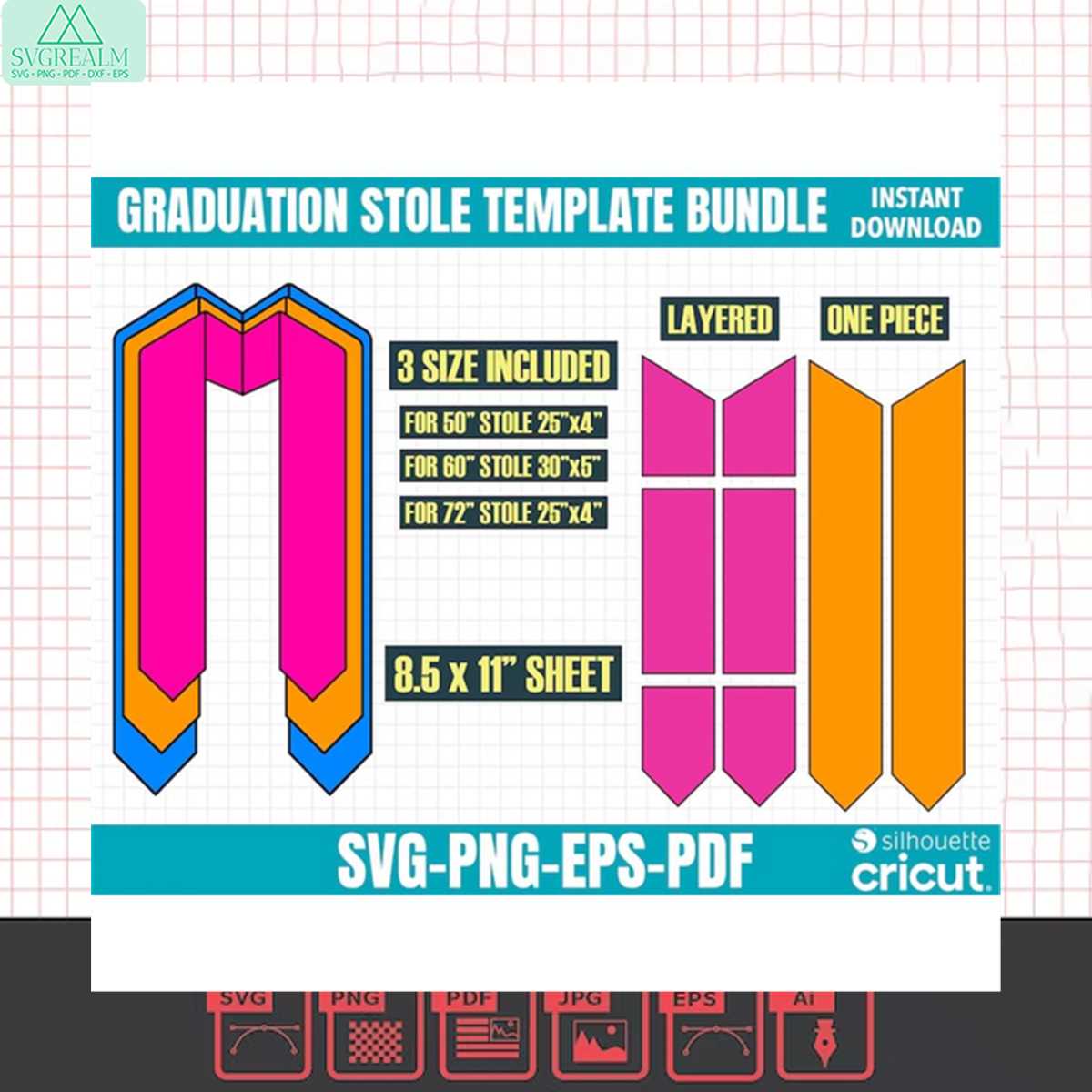 Graduation Stole Template Bundle Svg, Graduation Stole, Stol | Inspire ...