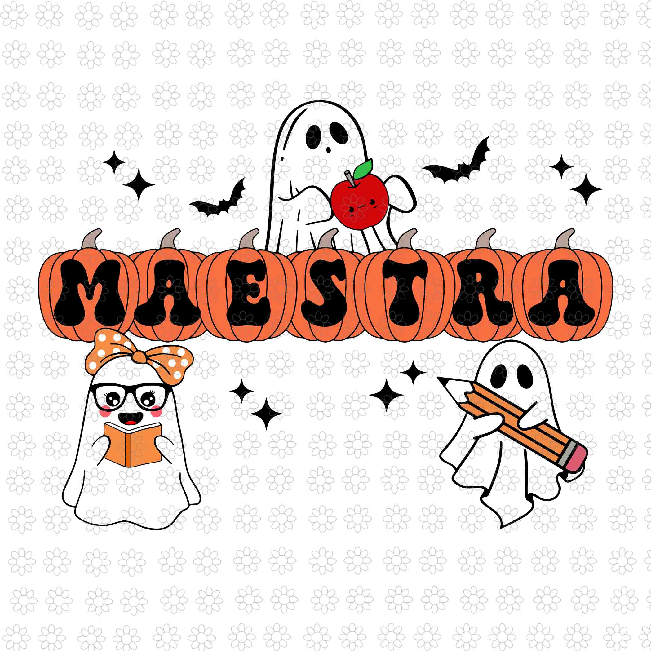 Maestra Halloween Spanish Bilingual Teacher Pumpkins Ghosts | Inspire ...