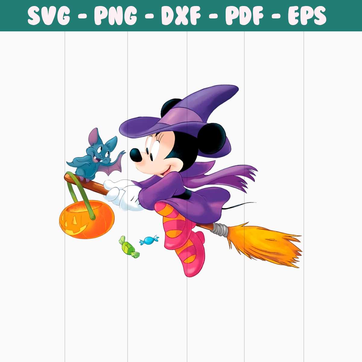 Disney Halloween Witch Minnie And Bat PNG Download | Inspire Uplift