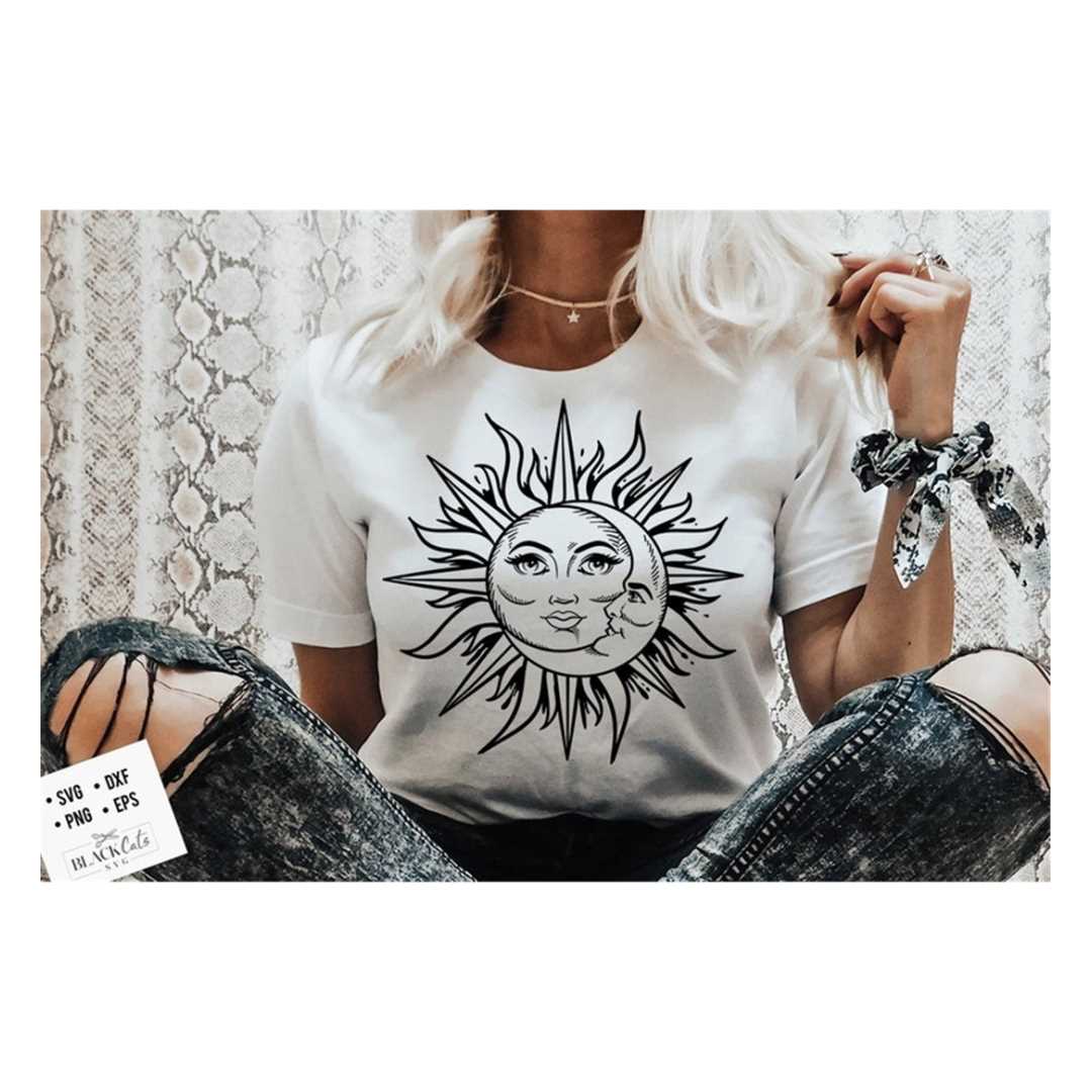 Sun and moon SVG, Magic illustration svg, Witchcraft svg, Bo | Inspire ...