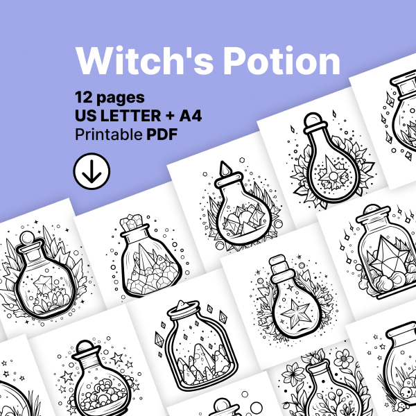 Witch's Potion: Fantastical Brews Coloring Book | Printable | Inspire ...