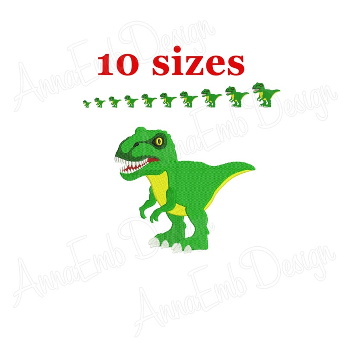 T-Rex Dinosaur embroidery design. Tyrannosaurus embroidery d - Inspire ...