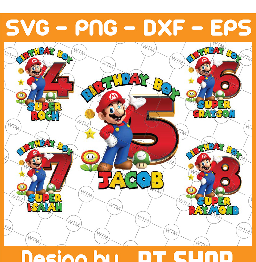 Personalized Name Super Mario Birthday Design Png, Custom Su | Inspire ...