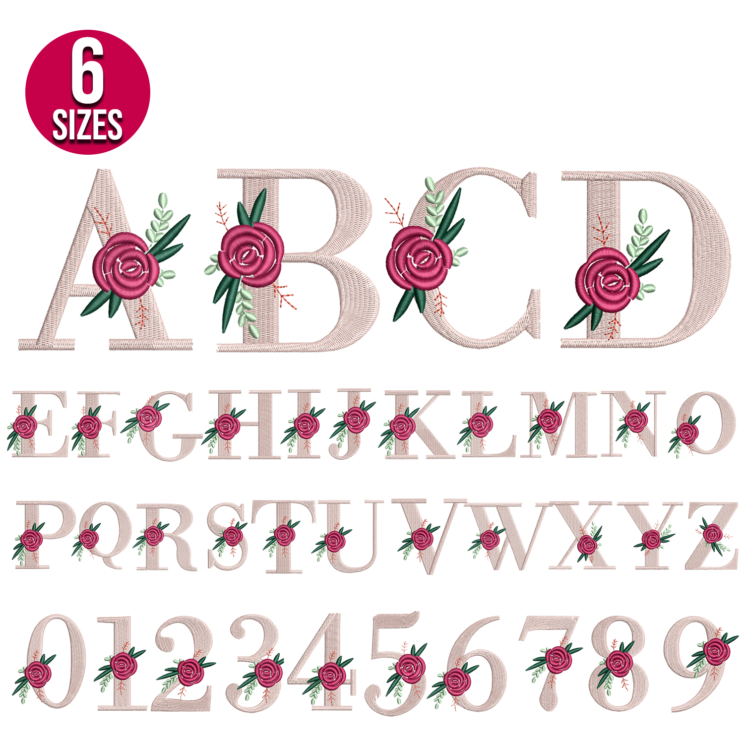 Floral Alphabet Font Bundle embroidery design, Machine embro | Inspire ...