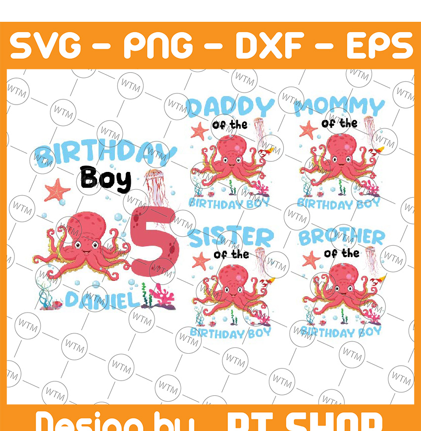 Personalized Name Age Octopus Birthday Family, Undersea Birt - Inspire ...
