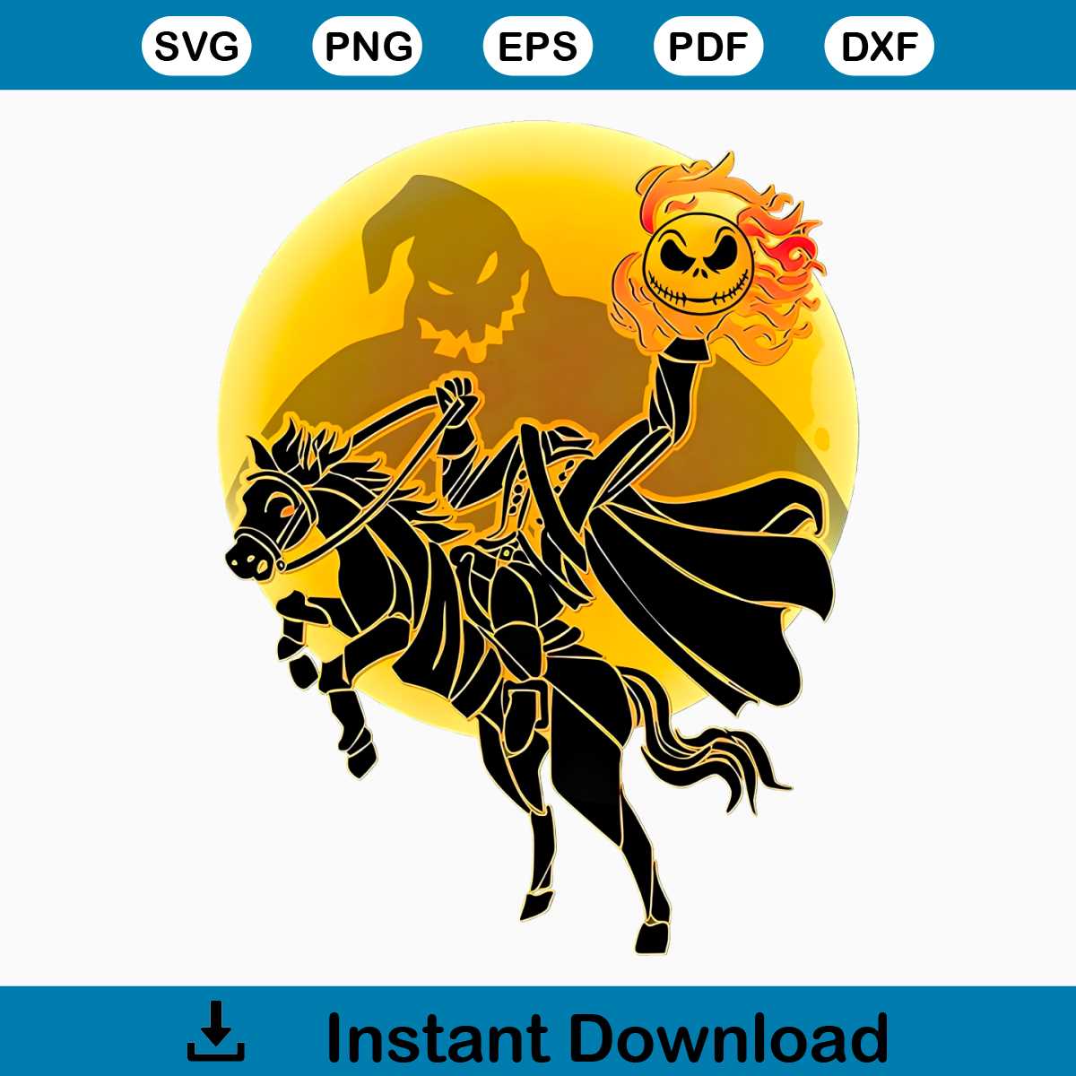 Headless Horseman Jack Skellington Moon PNG Download | Inspire Uplift