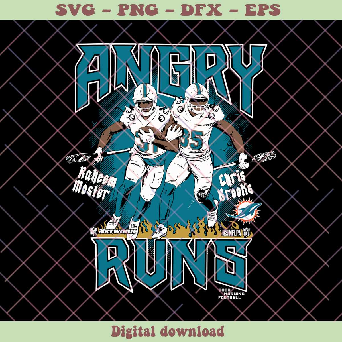 Angry Runs Dolphins Mostert And Brooks SVG Download - Inspire Uplift
