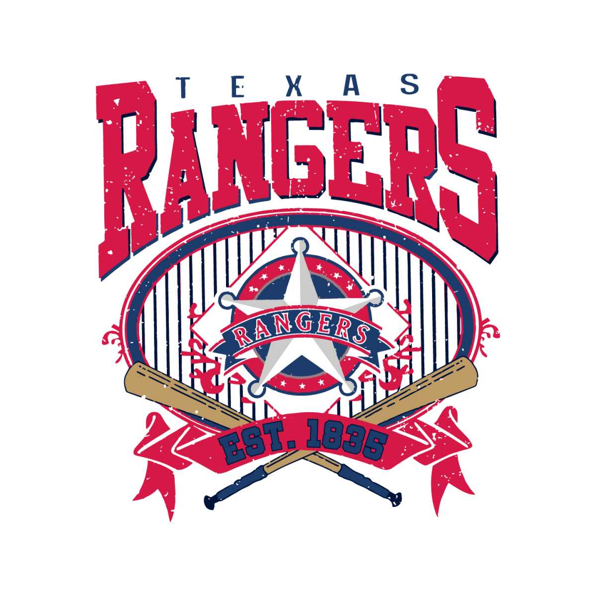Vintage Texas Rangers Baseball Est 1835 SVG Cutting File | Inspire Uplift